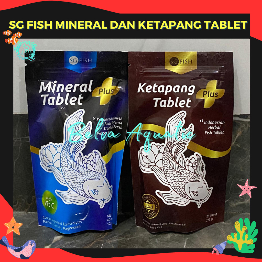 Jual SG Fish Ketapang Tablet Plus Mineral Tablet 225 Gram 28 Tablet ...
