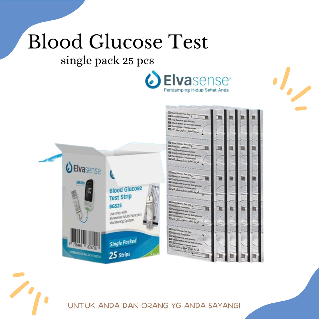 Jual ELVASENSE Strip Gula Darah / Glucose - Single Pack isi 25 pcs ...