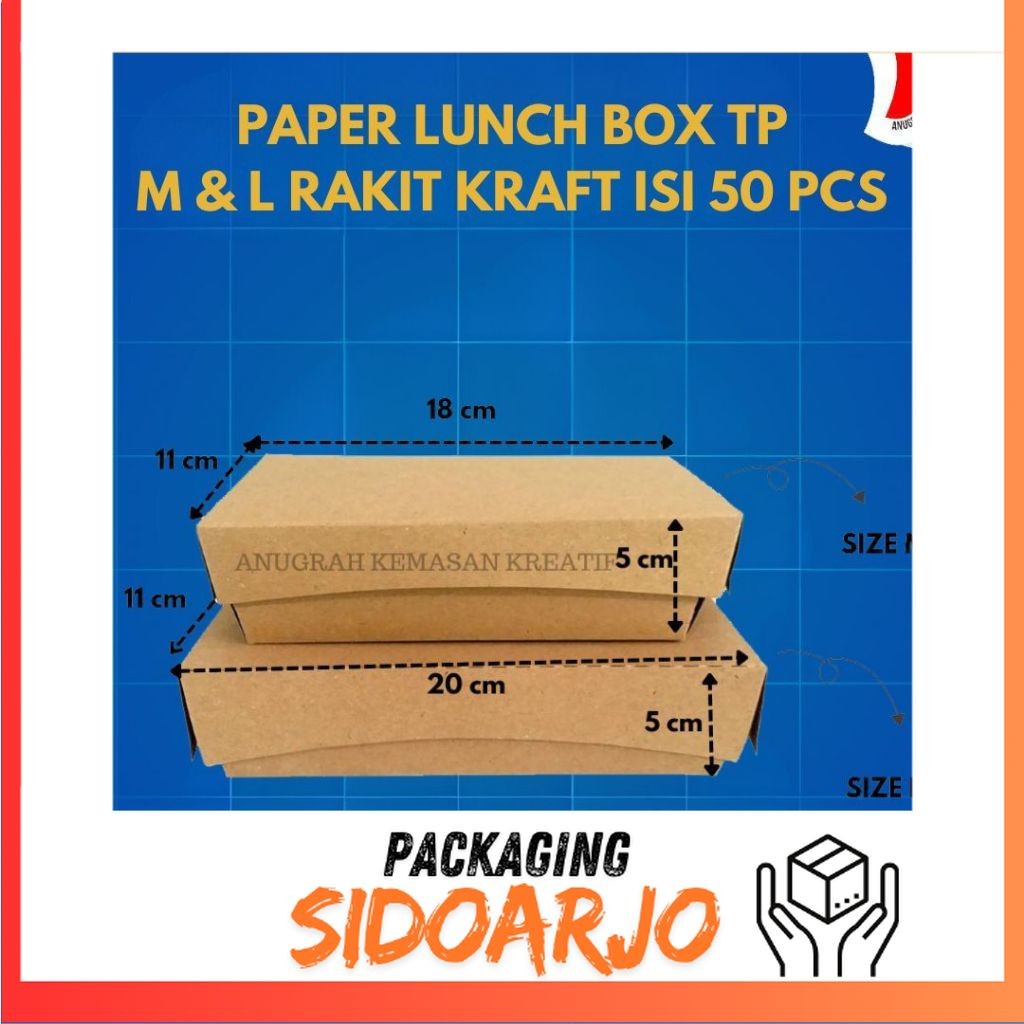 Jual Paper Lunch Box Tp Ukuran M Dan L Rakit Kraft / Kotak Makan Kertas Isi 50 Pcs | Shopee ...