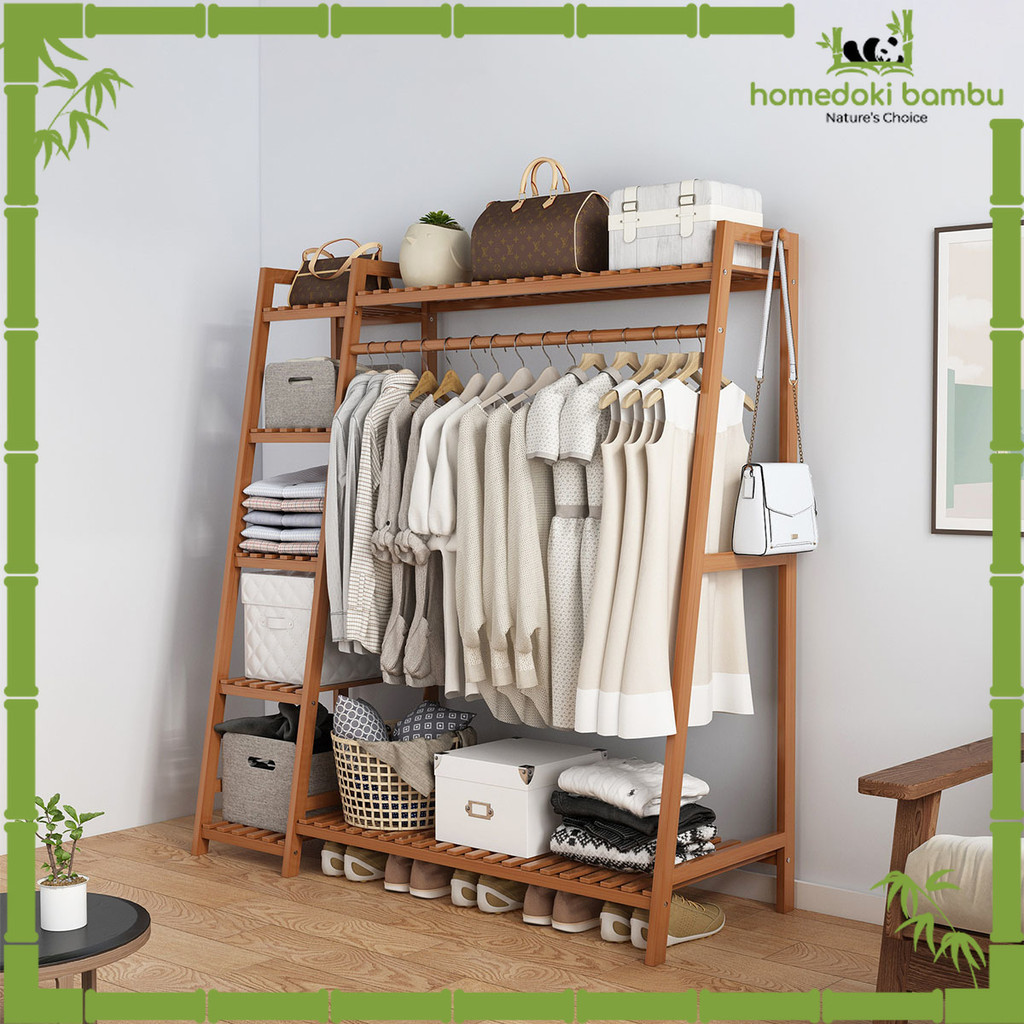 Jual Homedoki Bambu - Rak Gantungan Baju Berdiri/Rak Gantungan Baju ...