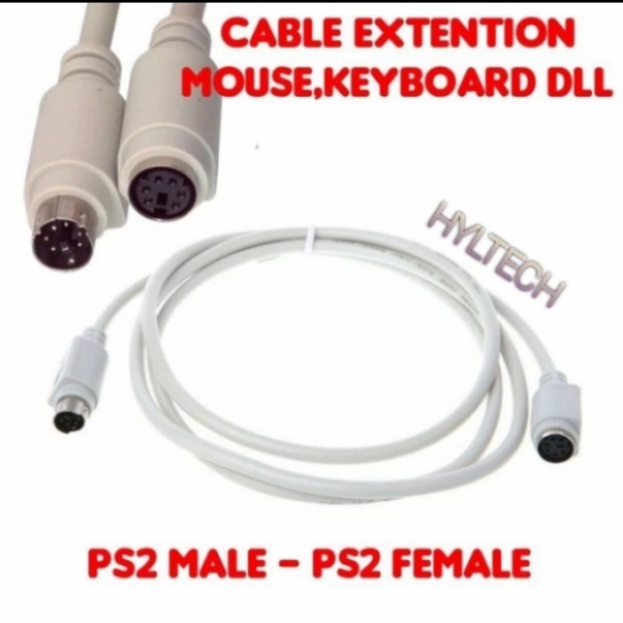 Jual KABEL PS2 EXTENTENTION JACK MINI DIN 6 PIN MALE TO FEMALE 3 METER ...
