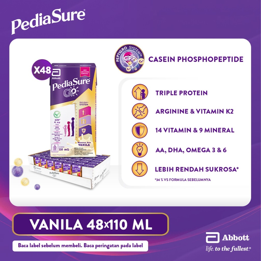 Jual PediaSure Go Vanila (1-10th) - Nutrisi UHT - 48x110ml | Shopee Indonesia
