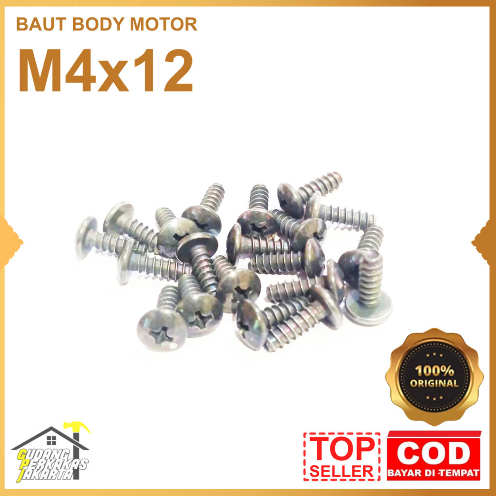 Jual BDG SEKRUP BAUT BODY MOTOR M4x12 / BAUT COVER BODY HONDA VARIO ...