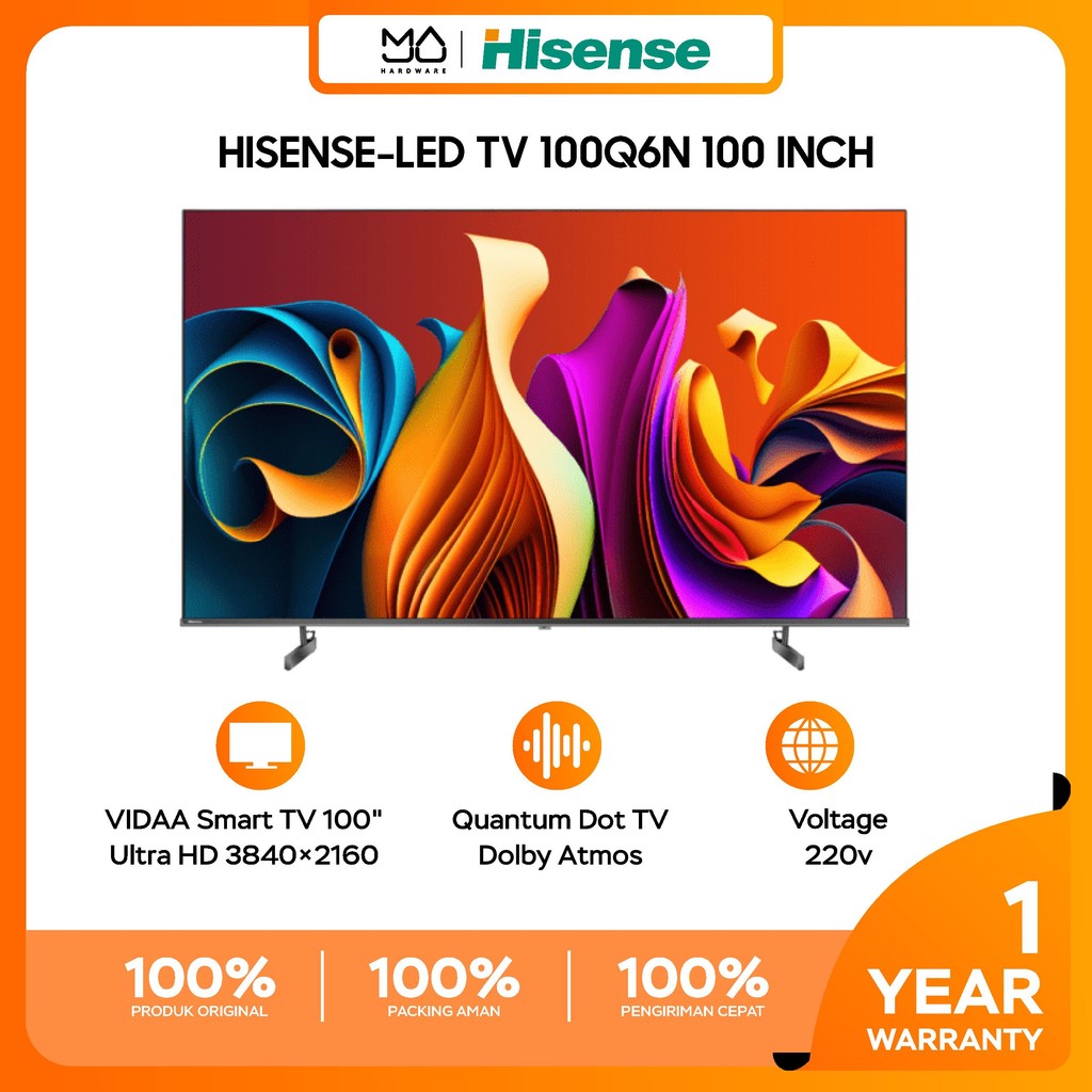 Jual HISENSE 100Q6N 100" QLED Quantum Dot Google Smart TV-Bezelles ...