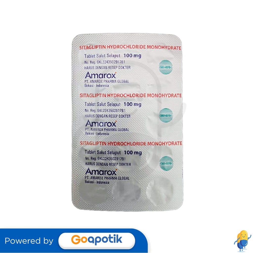 Jual Sitagliptin Hydrochloride Monohydrate Amarox 100 Mg Blister 14 Tablet | Shopee Indonesia