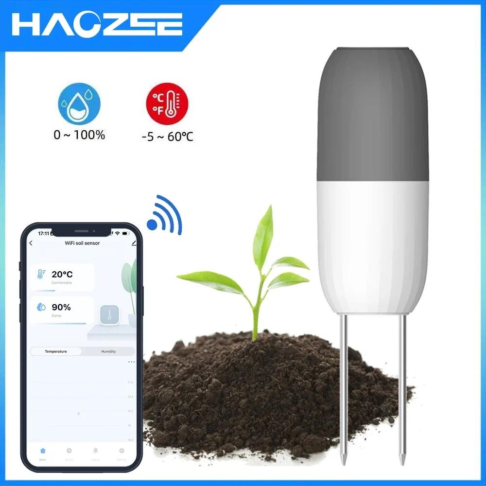 Jual Haozee Tuya WIFI Soil Sensor Smart Temperature Humidity Detector ...