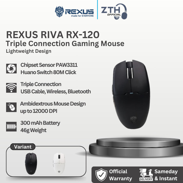 Jual Rexus RIVA RX-120 Mouse Gaming Wireless Bluetooth Lightweight ...
