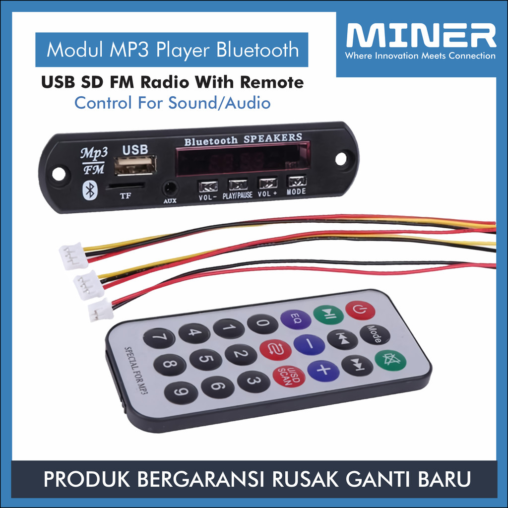 Jual MINER MP3 Modul Player Bluetooth USB SD FM Radio + Remote Control ...