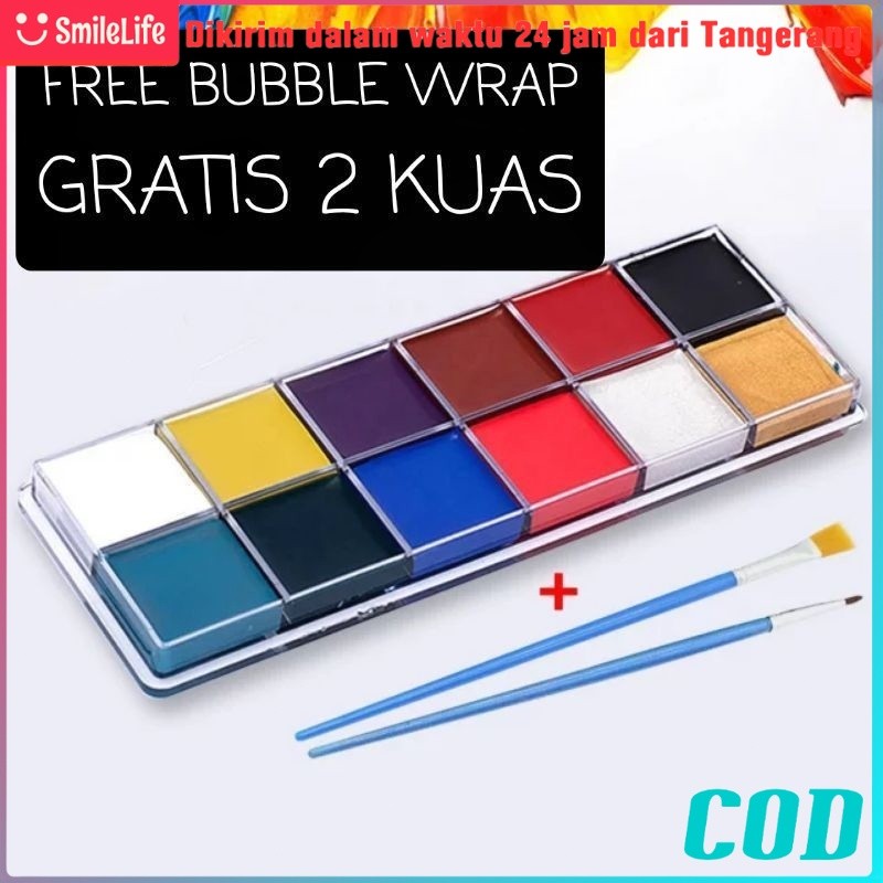 Jual 12 Warna Cat Wajah Muka Face Painting/Set Lukisan Tubuh/Mudah ...
