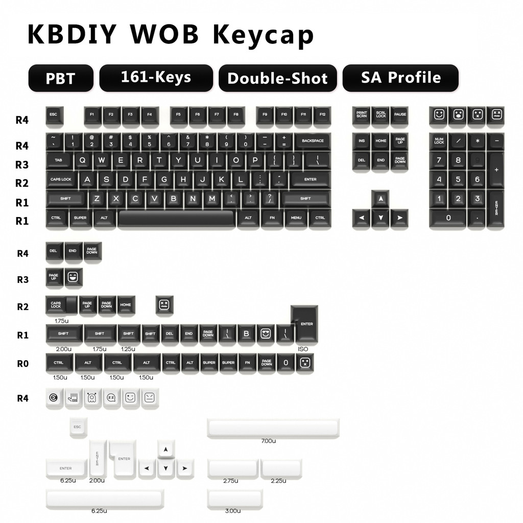 Jual KBy 161 Keys/Set SA Profile GMK BOW Keycap Set Double Shot White ...