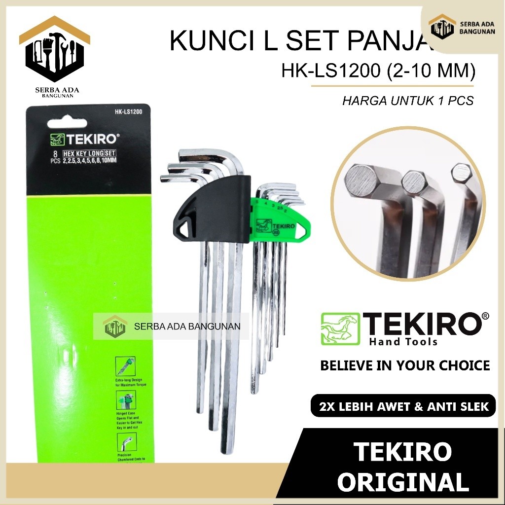 Jual SAB TEKIRO kunci L PANJANG MM set 8pc panjang 2-10mm / hex key ...