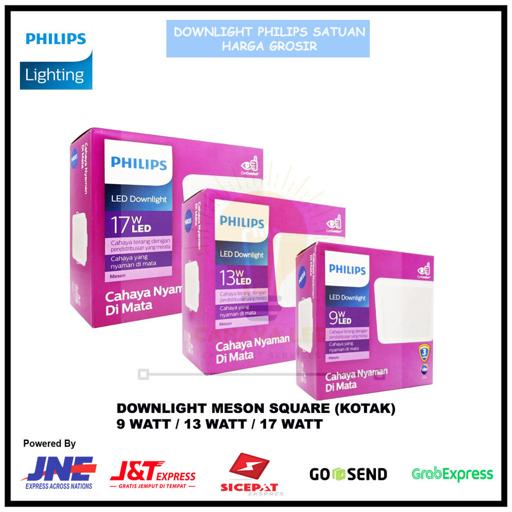 Jual LAMPU DOWNLIGHT LED PHILIPS MESON SQ SQUARE KOTAK 9W 13W 17W 6500K PUTIH 59451 59465 59467 ...
