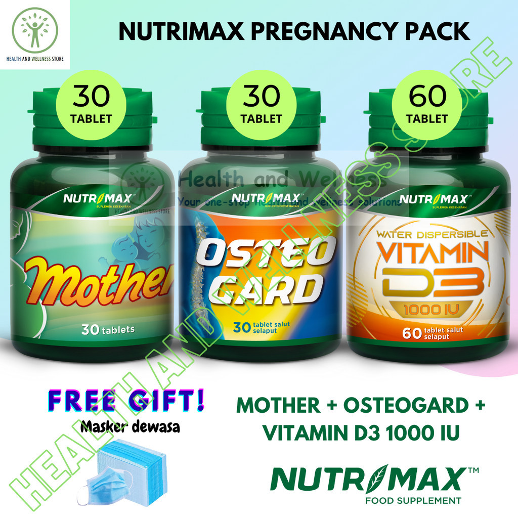 Jual Nutrimax Mother 30 Tablets Osteogard 30 Tablet Dan Vitamin D3 1000 ...