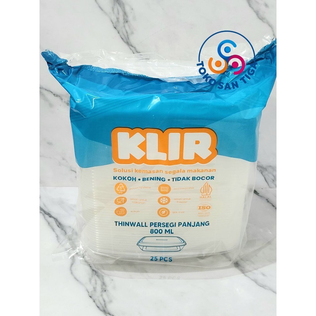 Jual Klir Thinwall Rectangle 800 ml isi 25 pcs | Shopee Indonesia