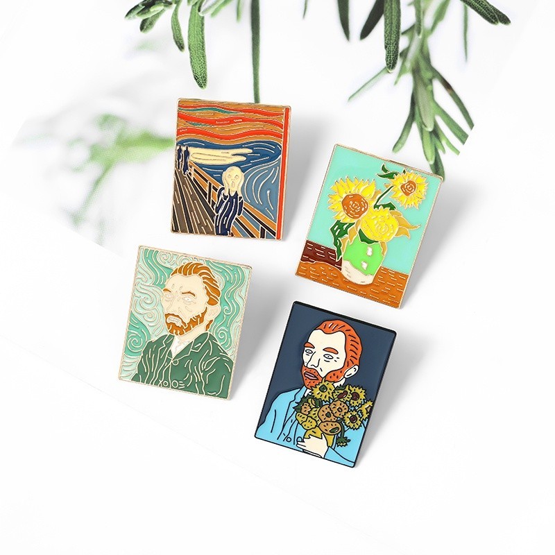 Jual Pin Bros Enamel Van Gogh Starry Night Potrait Lukisan Sunflower ...