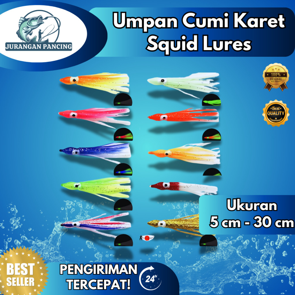 Jual Umpan pancing cumi karet squid lures cumi cumi tiruan umpan cumi ...