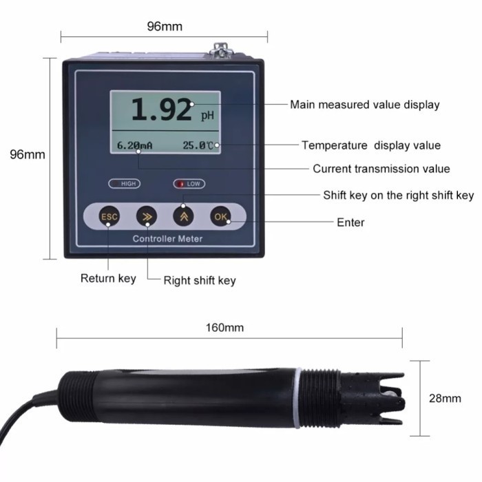 Jual Online Industrial PH Controller ORP Meter Monitor Digital 0.02pH ...