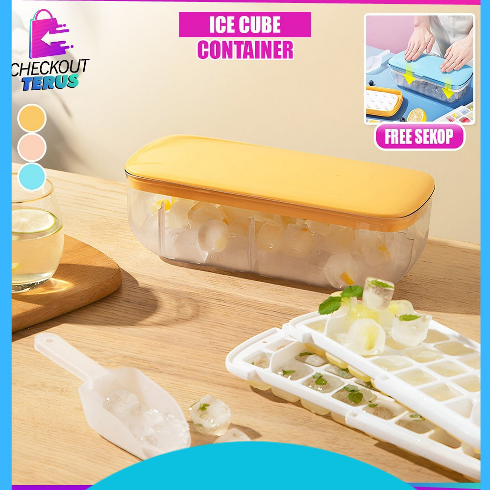 Jual etakan Es Batu Mode Tekan Free Sendok Plastik dengan Wadah Box Ice ...