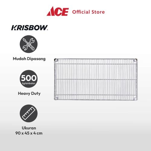Jual Ace Krisbow 90X45X4 cm Ambalan Rak Kawat Heavy Duty - Silver Extra ...