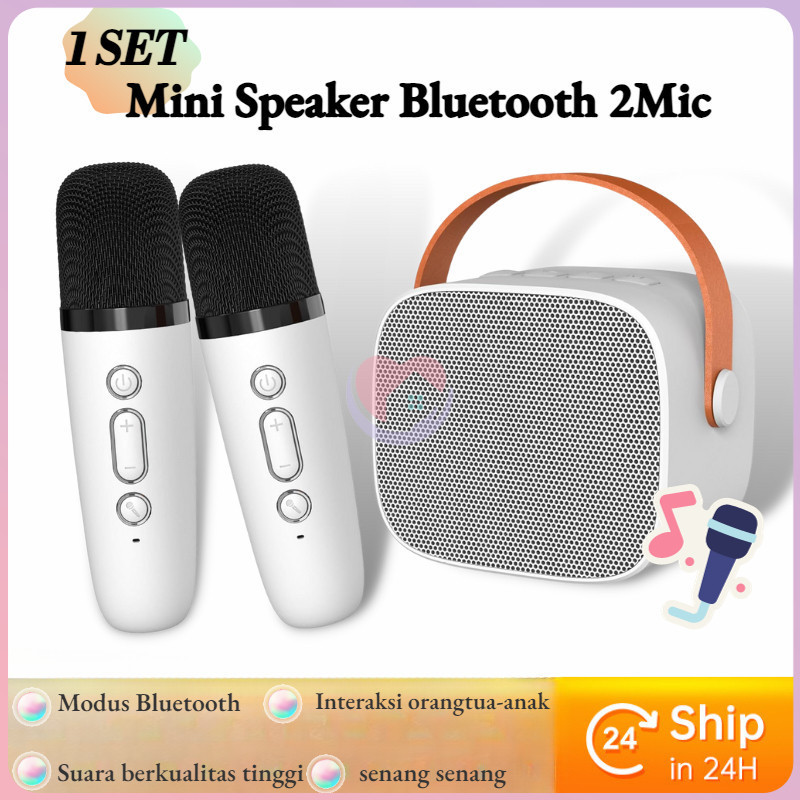 Jual Speaker Bluetooth Karaoke 2 MIC 1 SET Mini Full Bass Portable Wireless Portable Karaoke ...