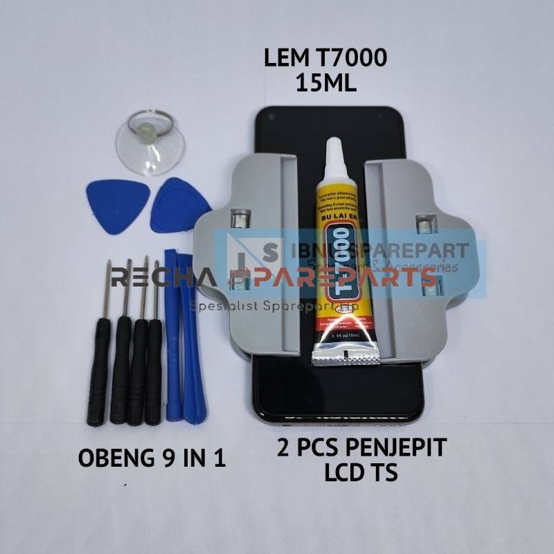 Jual PAKET LENGKAP OBENG SET 9 in 1 + LEM B7000/T7000 15ML + PENJEPIT LCD TOUCHSCREEN ( RECHA ...