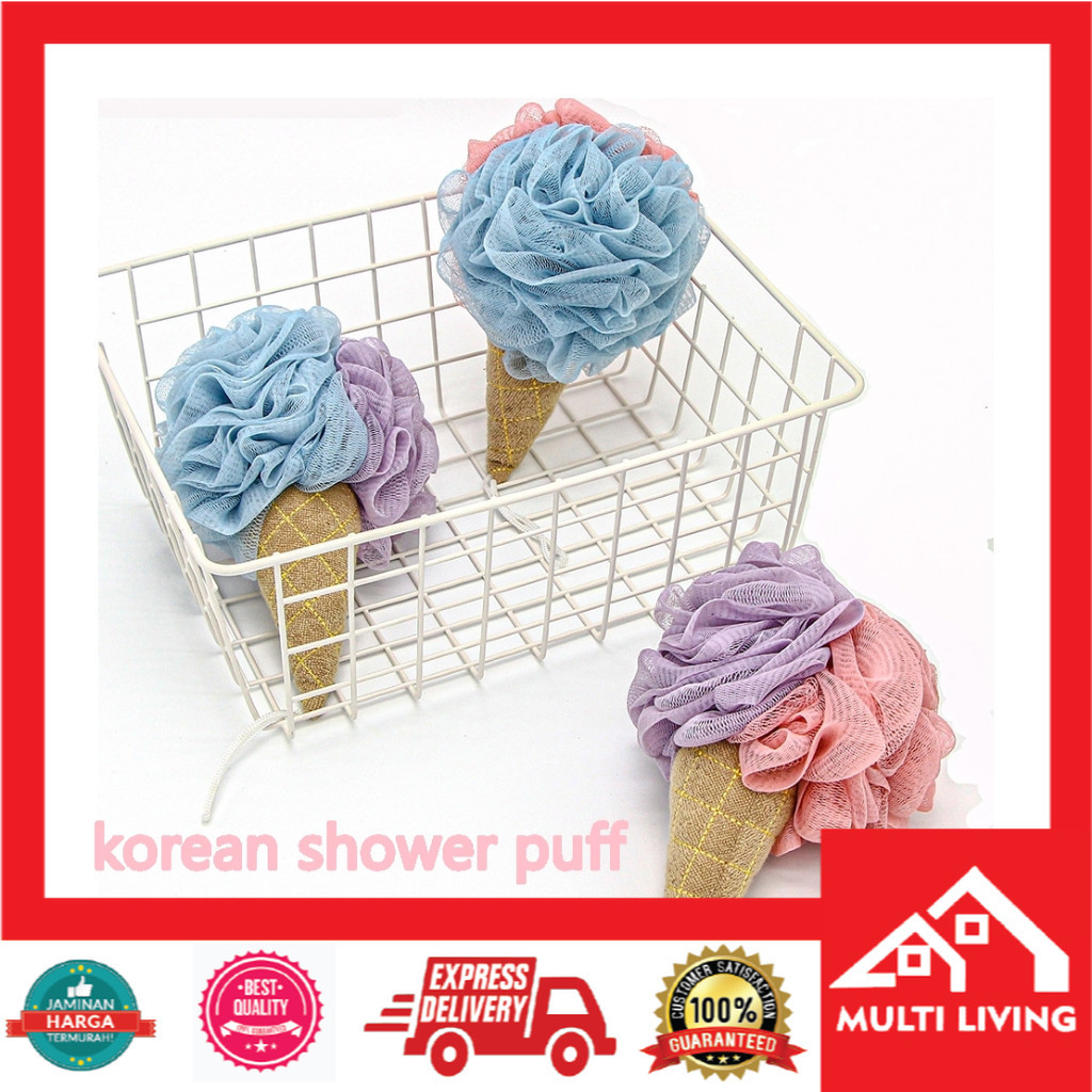 Jual Shower Puff Cute Ice Cream Cone spon Mandi bentuk Lucu Korean Bath ...