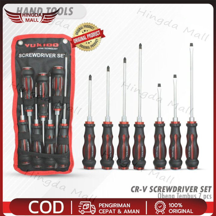 Jual Obeng Set 7Pcs Obeng Tembus Obeng Magnet Min Dan Plus Tip Magnetik ...