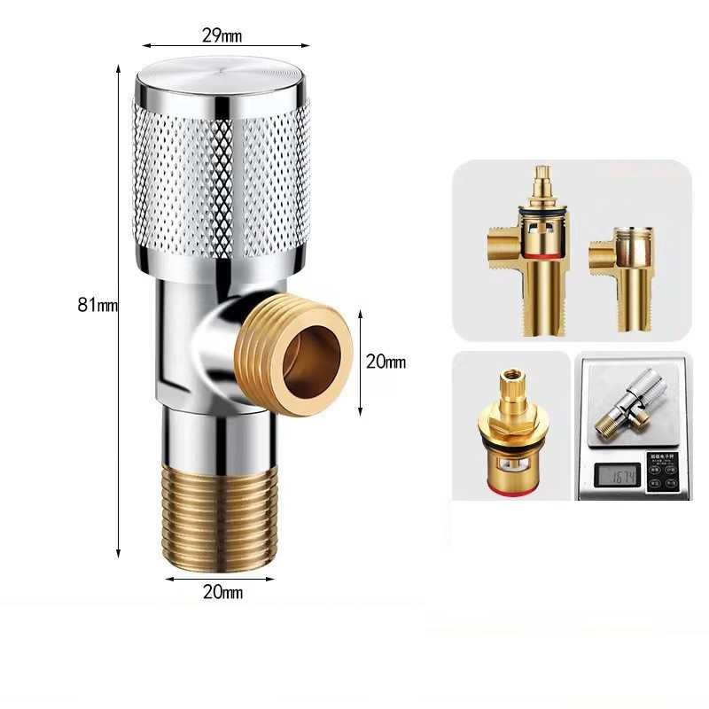 Jual Brass Angle Valve Gray Inlet Valve Bathroom Outlet Valve G1/2 ...