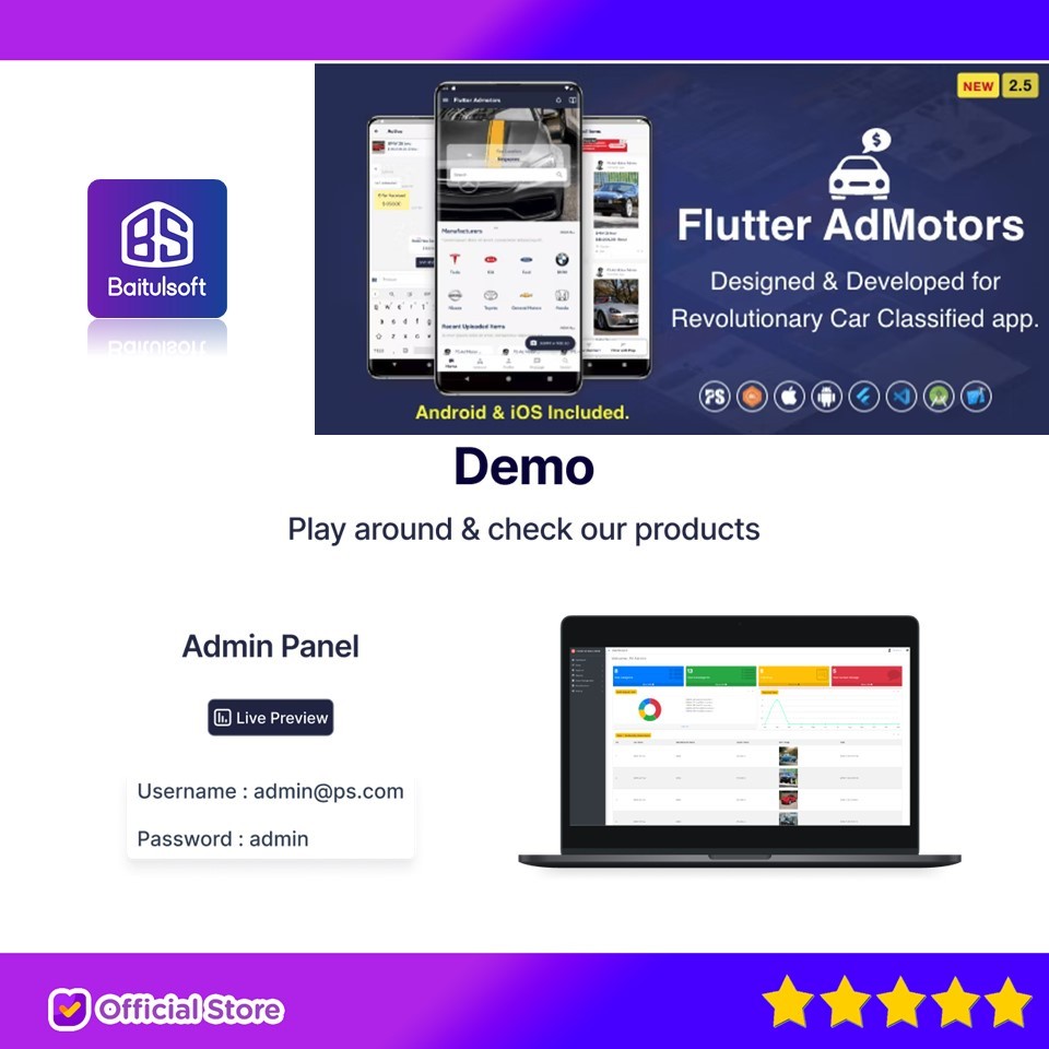 Jual SOURCE CODE APLIKASI FLUTTER ADMOTORS FOR CAR CLASSIFIED BUYSELL ...