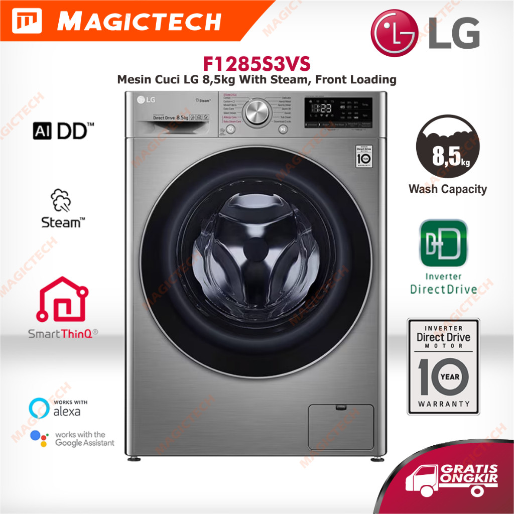 Jual MESIN CUCI LG 8,5 KG / 8.5 KG FV1285S3VS FRONT LOADING STEAM AI DD ...
