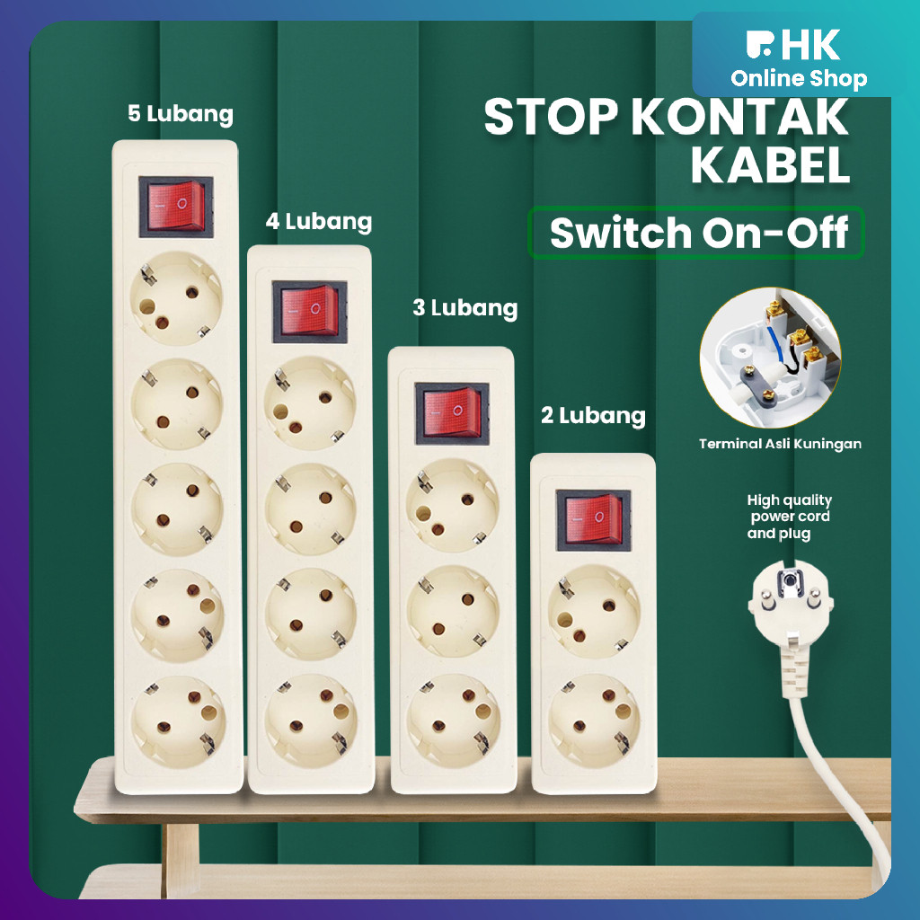 Jual Stopkontak Stop Kontak Terminal Kuningan Kabel Pioline 3m 5m 3meter 5meter Colokan Kabel ...