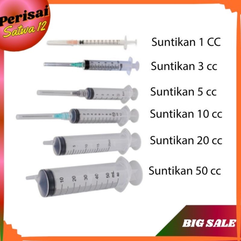 Jual SUNTIKAN SPUIT SIRYNGE 1ml 3ml 5ml 10ml 20ml 50ml injeksi, jarum ...