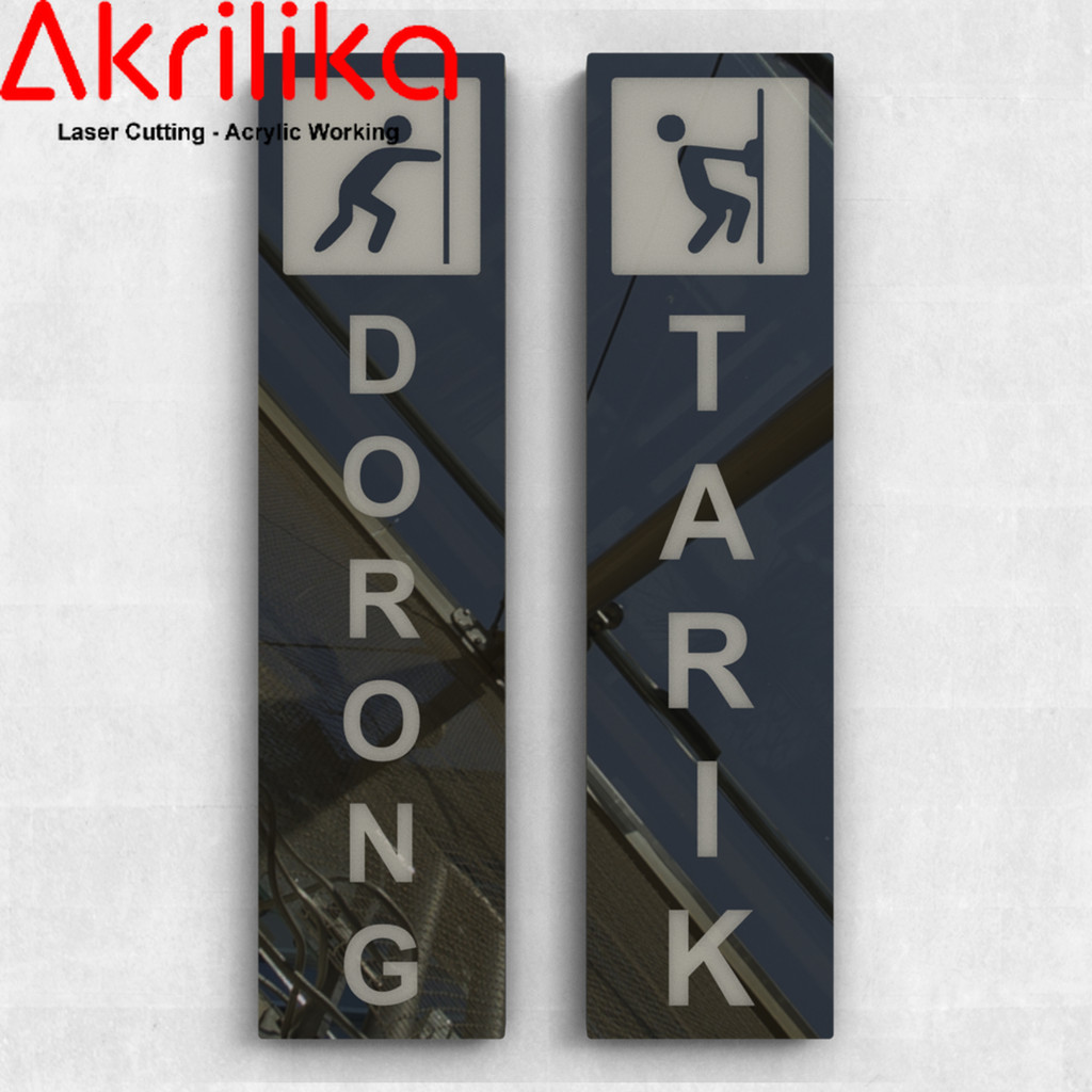 Jual AKRILIK SIGN/SIGNAGE TARIK/DORONG PINTU VERTIKAL 20X5CM MINIMALIS ...