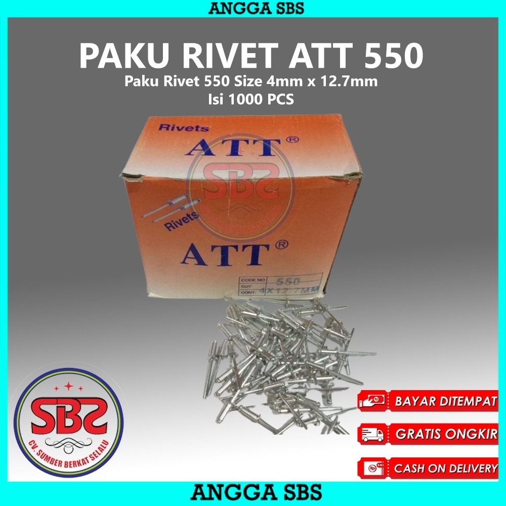 Jual ATT 550 Paku Rivet 550 Size 4mm x 12.7mm isi 1000 PCS | Shopee ...
