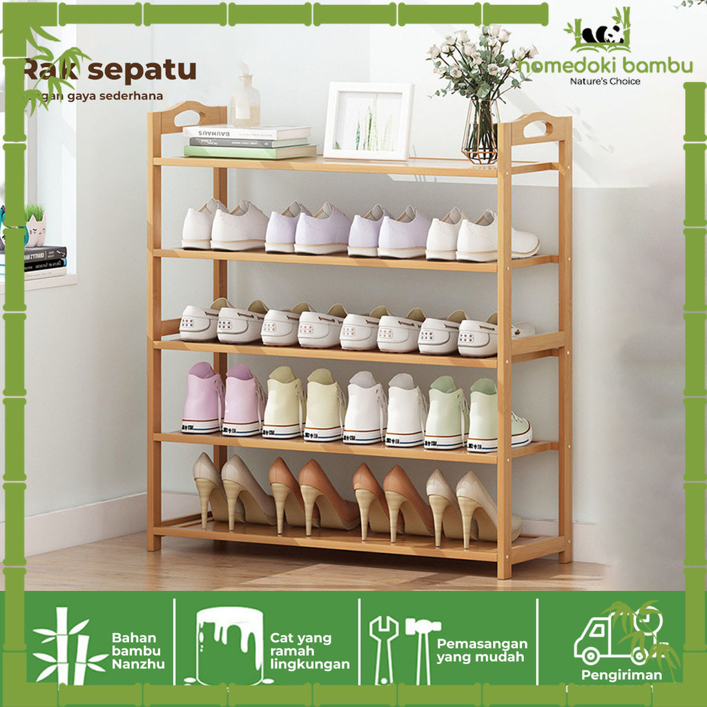 Jual Homedoki Bambu - Rak Buku Minimalis/Rak Sepatu/Rak Sepatu Bambu ...