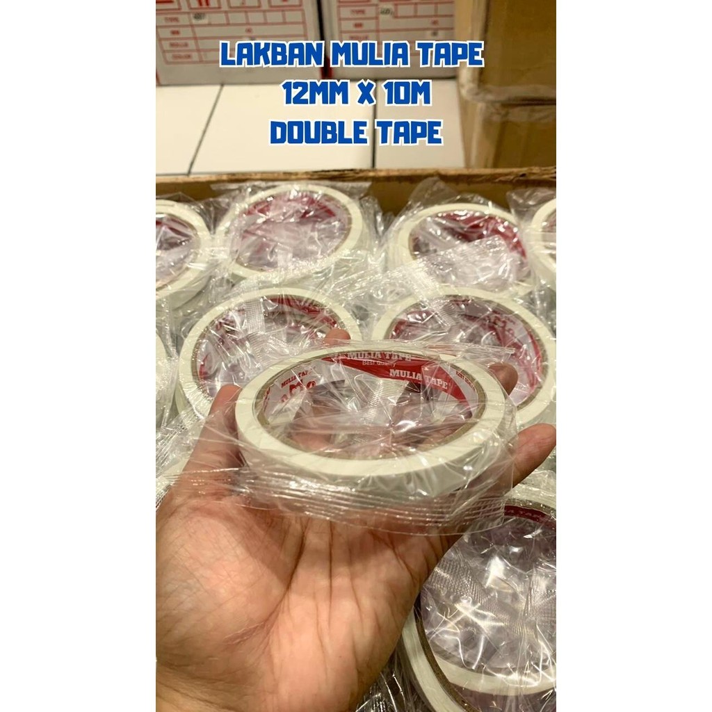 Jual Double Tape Mulia Tape Ukuran 12mm x 10m Kemasan 1 Dus Isi 288 ...