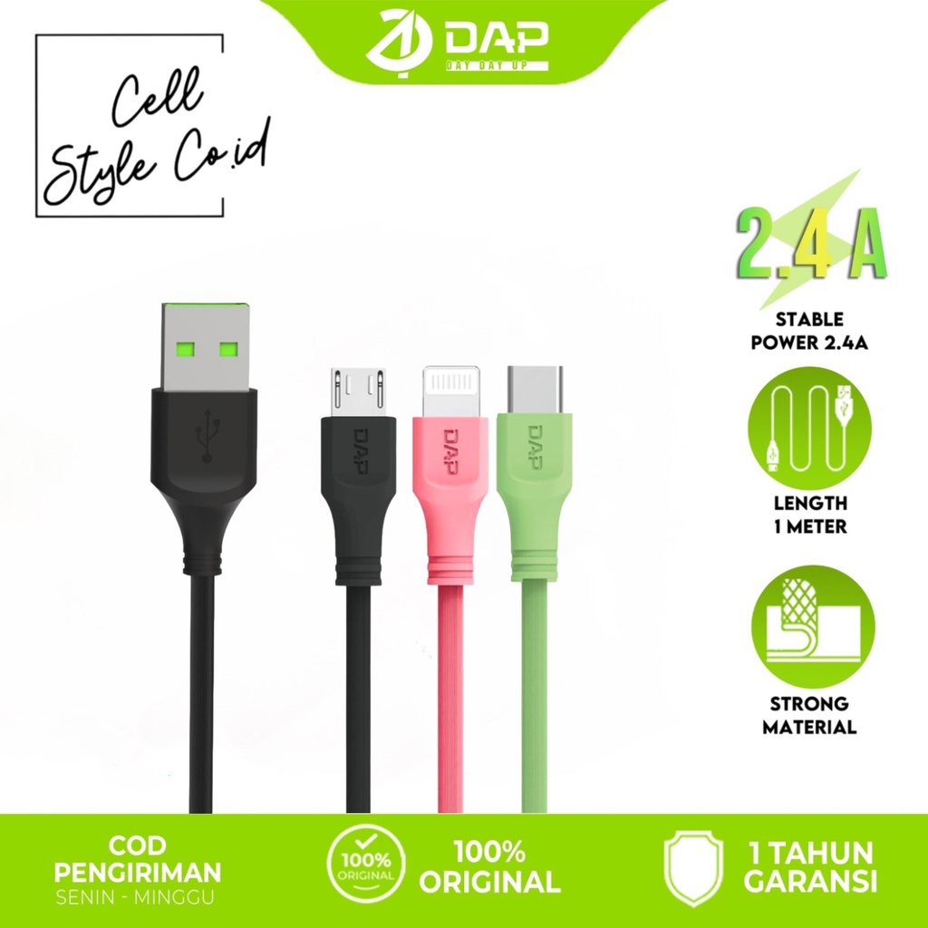 Jual DAP DA Series Kabel Data Micro, Type C & Lightning 2.4A Fast ...