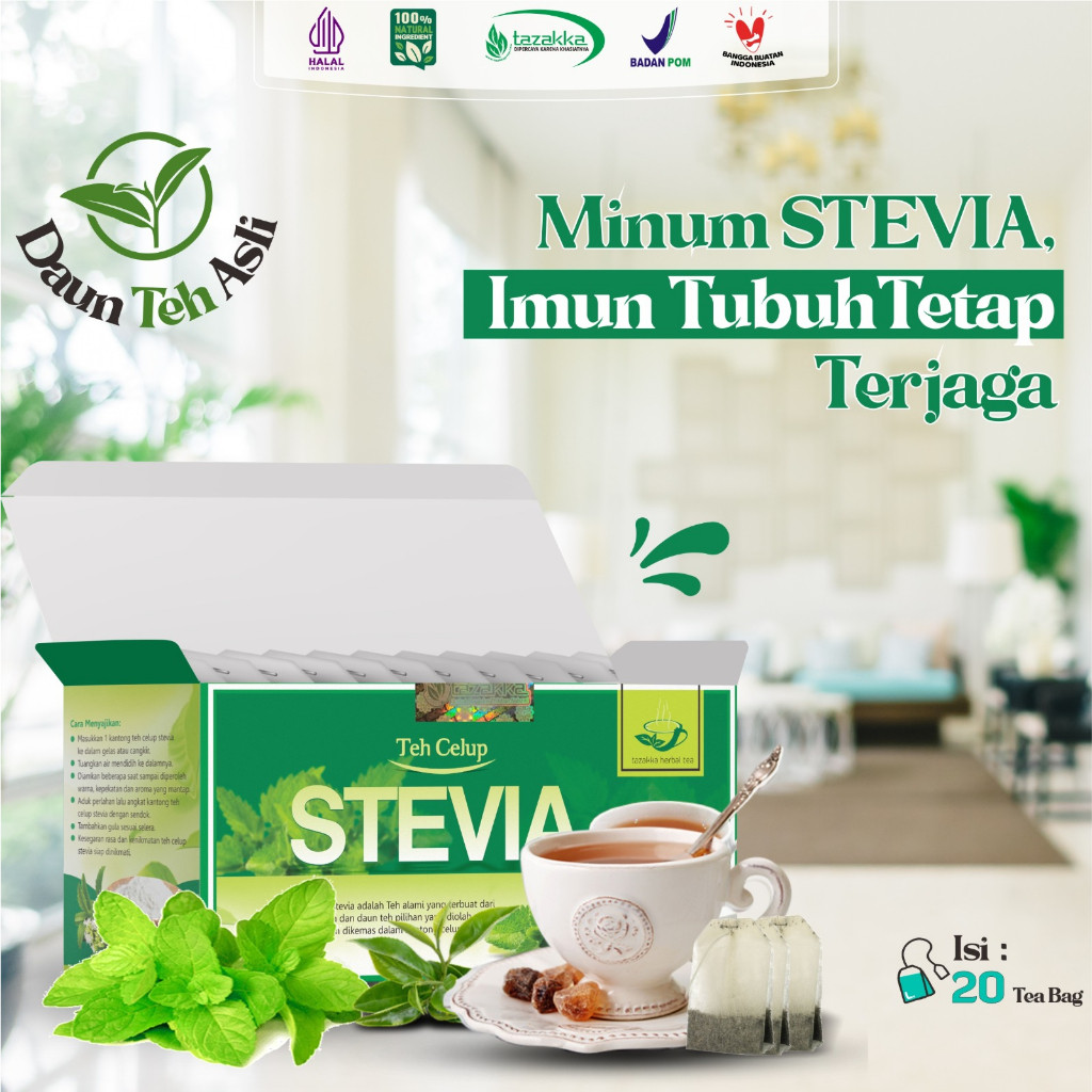 Jual obat herbal teh stevia original tazakka isi 20 teh celup ,Membantu ...