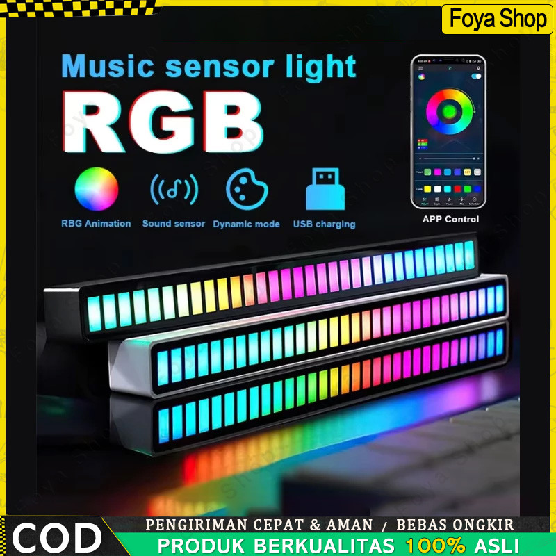 Jual Led bar lampu equalizer audio spectrum sensor suara RGB music ...