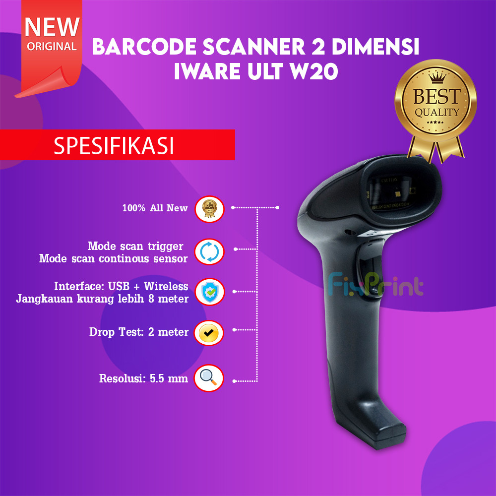 Jual FixPrint Barcode Scanner 2 Dimensi IWare ULT-W20 Interface USB ...