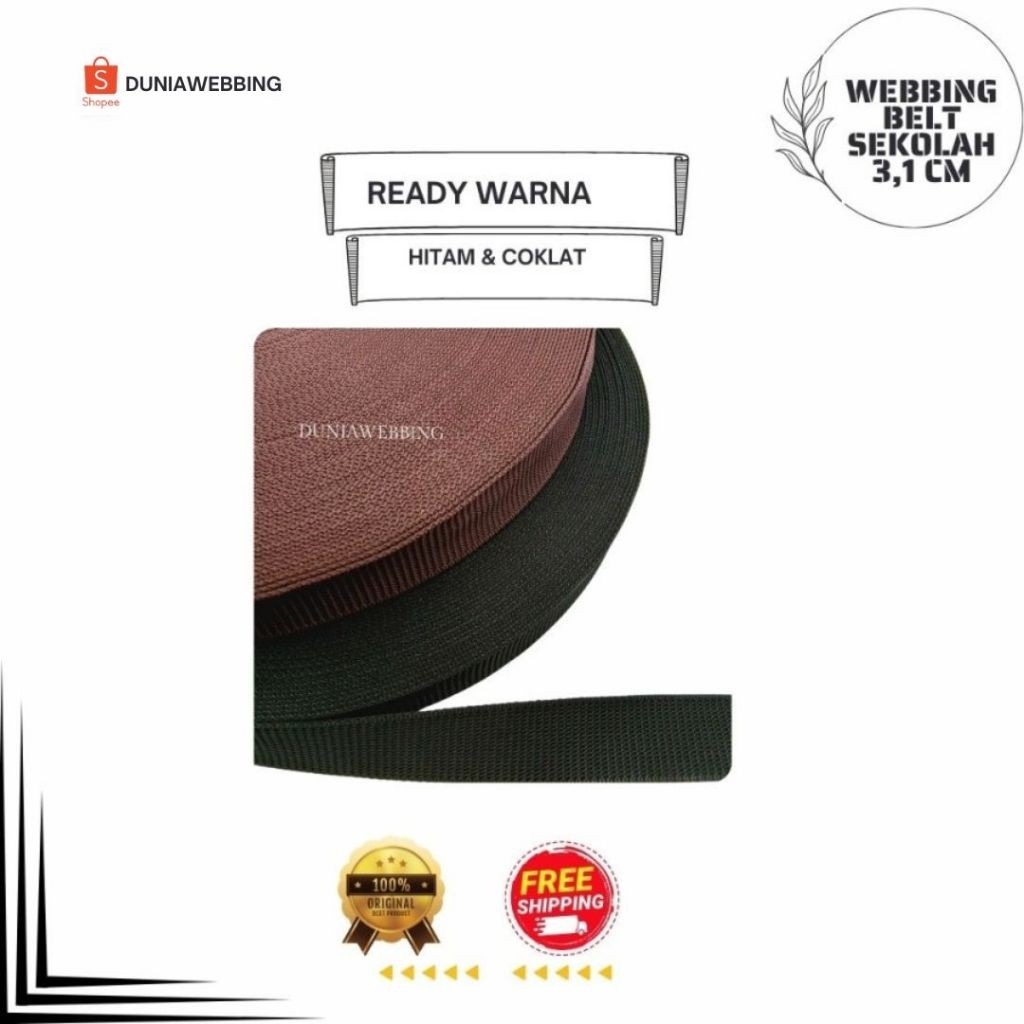 Jual Tali Webbing Sabuk Sekolah 3.1 cm x 50 meter | Webbing Sabuk ...