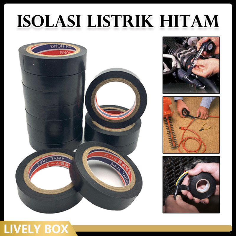 Jual 5 PCS Isolasi Listrik Hitam 5meter Lebar 1.6cm/ Isolasi Listrik ...