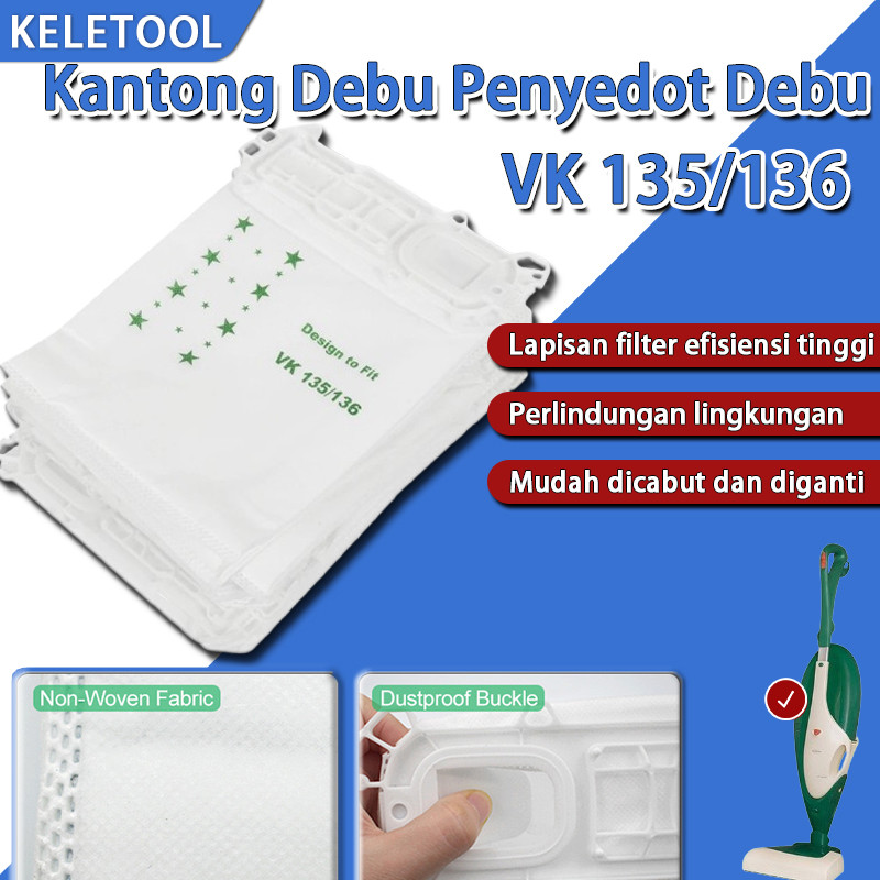 Jual Spare Part Kantong Debu Vorwerk Kobold VK135 VK136 12PCS Filter ...