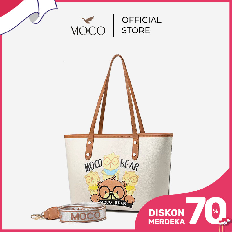 Jual MOCO Fashion Tas Tote Bag Beruang Print 6627-2 | Shopee Indonesia