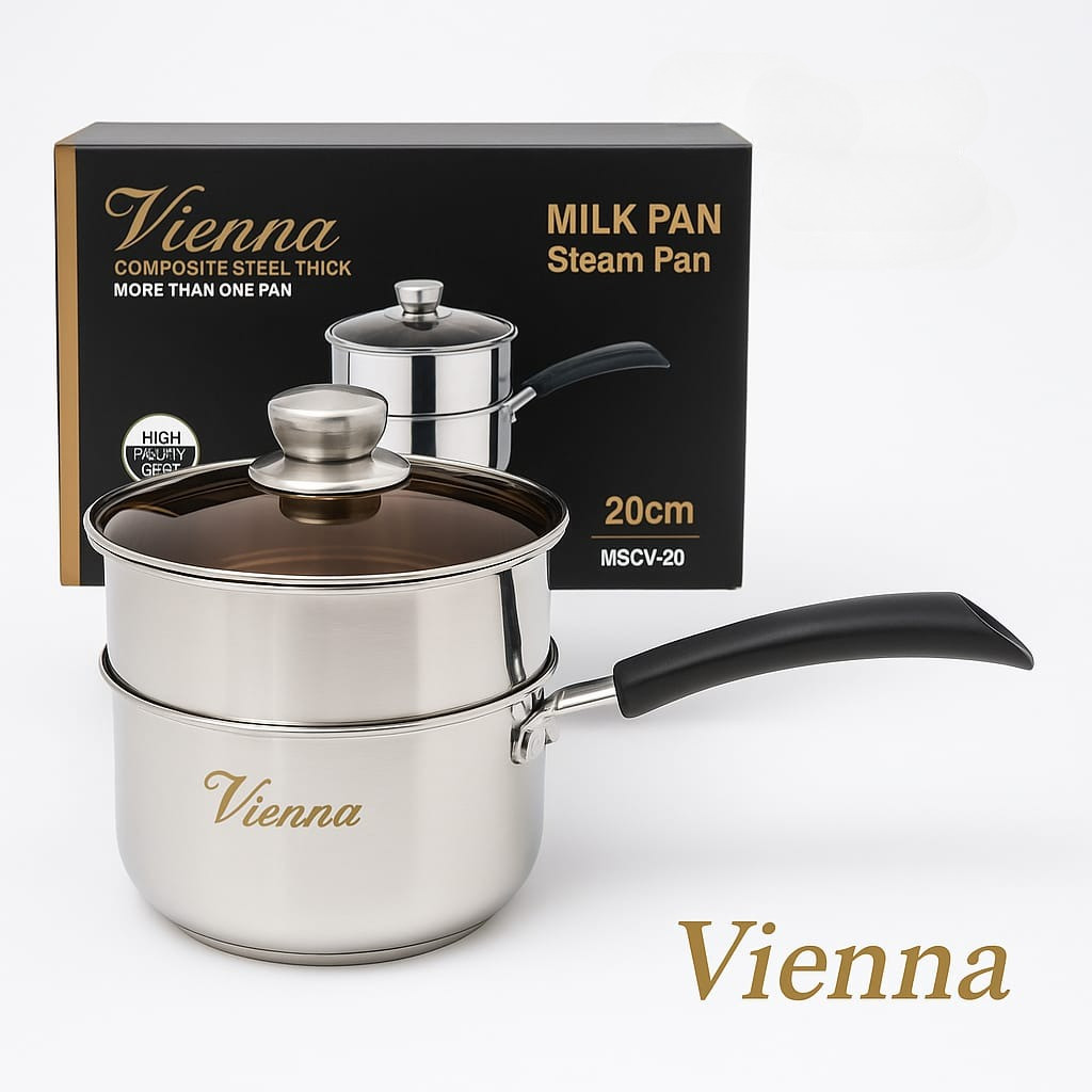 Jual Panci Steamer Milk Pan Vienna 20 cm Stainless Steel – Rebus Kukus 2-in-1 Tutup Kaca Premium ...