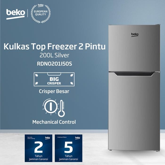 Jual Beko Kulkas-Top Freezer 2 Pintu RDNO201I50S 180LT 2D NF Top Mount ...