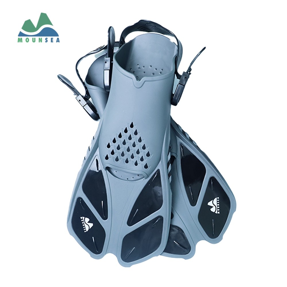 Jual Mounsea Snorkel Fins Adjustable Buckles Open Heel Swim Flippers ...