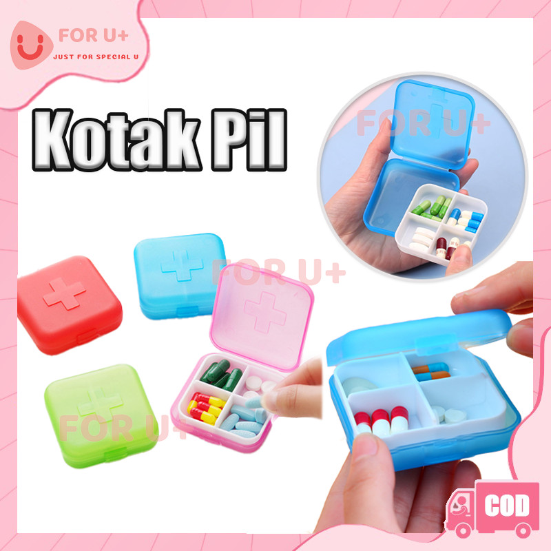 Jual Kotak Obat Mini 4 Sekat Portable / Kotak Obat Mini 4 Sekat Travel ...
