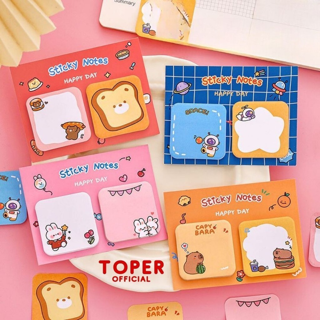 Jual TOPER Sticky Notes Isi 60 Lembar Model Kotak Persegi Lucu Full ...
