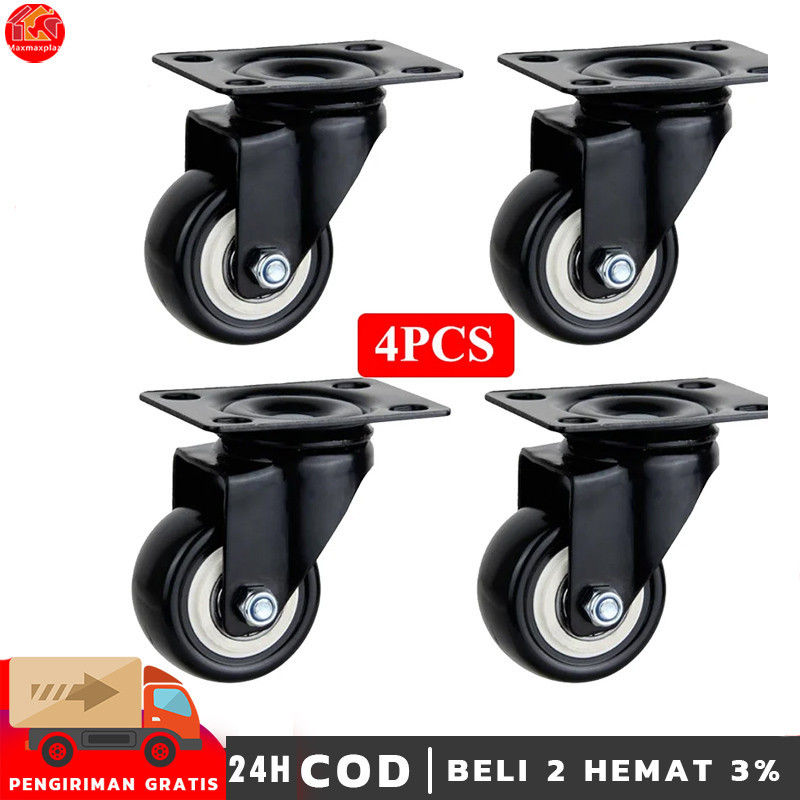 Jual Roda 2 inch PU+Mur Screw Drat Double Bearing Heavy duty caster ...